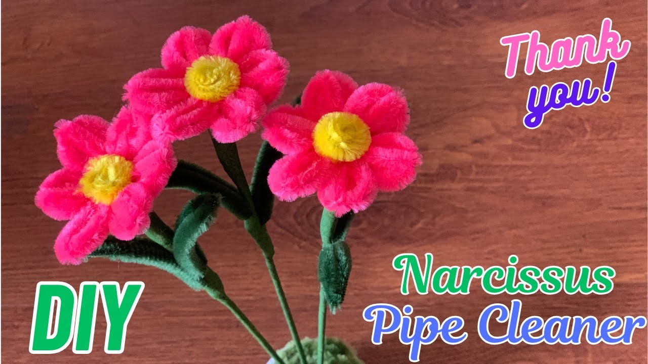 DIY How to make simple Red Daisy pipe cleaner flower - EasyCrafts - YouTube