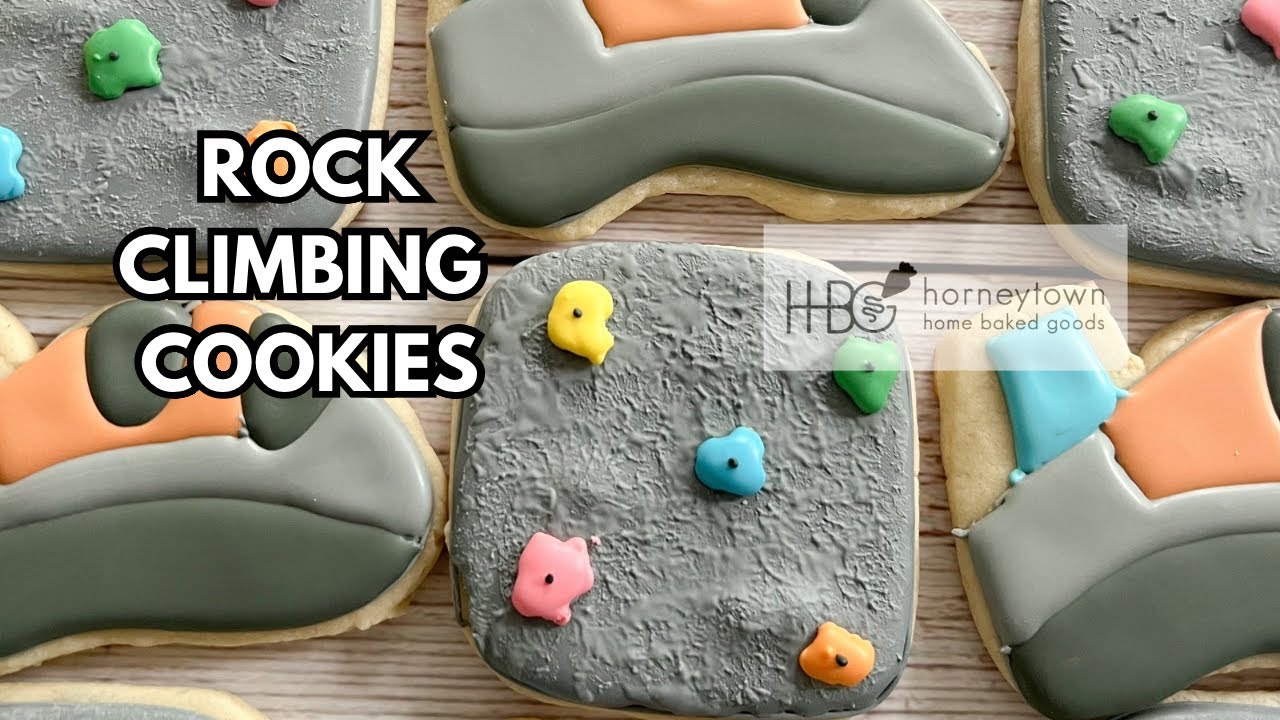 Rock Climbing Sugar Cookie Set ~ How to Decorate Rock Wall and Rock ...