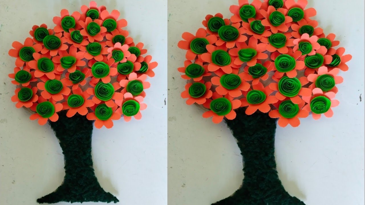 Paper Tree wall Hanging crafts / DIY Paper Flower Wall Decoration ...
