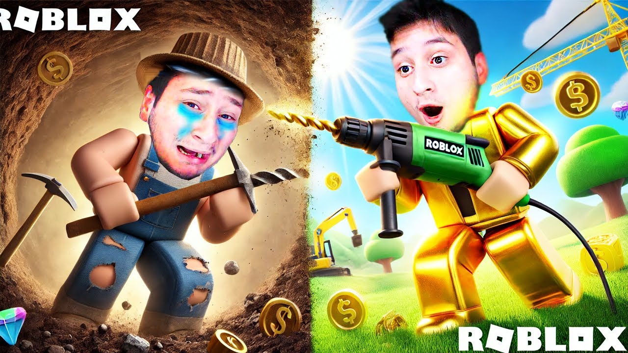ოქროები და ალმასები ამოვთხარე Roblox Drill Digging Simulator - YouTube