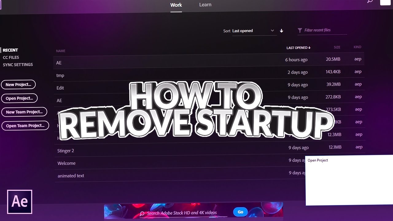 After Effects | Remove Start Screen (Easy) - YouTube