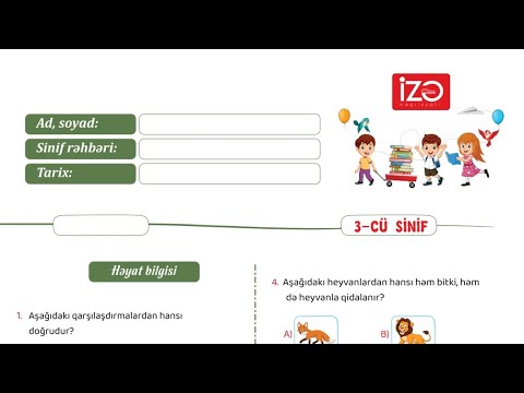 3 cu sinif Həyat bilgisi ksq 1 -İzə nəşriyyatı-Həyat Bilgisi Testləri