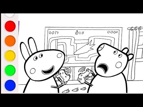 Draw and color Peppa Pig Tales 🕹 Playing The Carrot Catcher Video Game ...