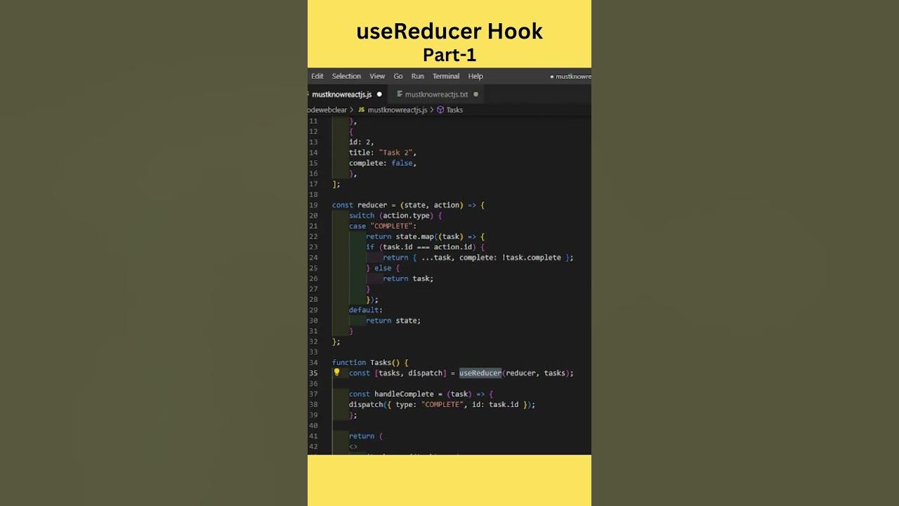 Must Know React Usereducer Hook Part 1 Shorts Hindi Youtube