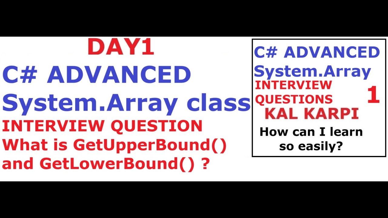 DAY1 - CSHARP ADVANCED - ENGLISH - System.Array Class - INTERVIEW QUESTION - MARCH19 2025 - YouTube
