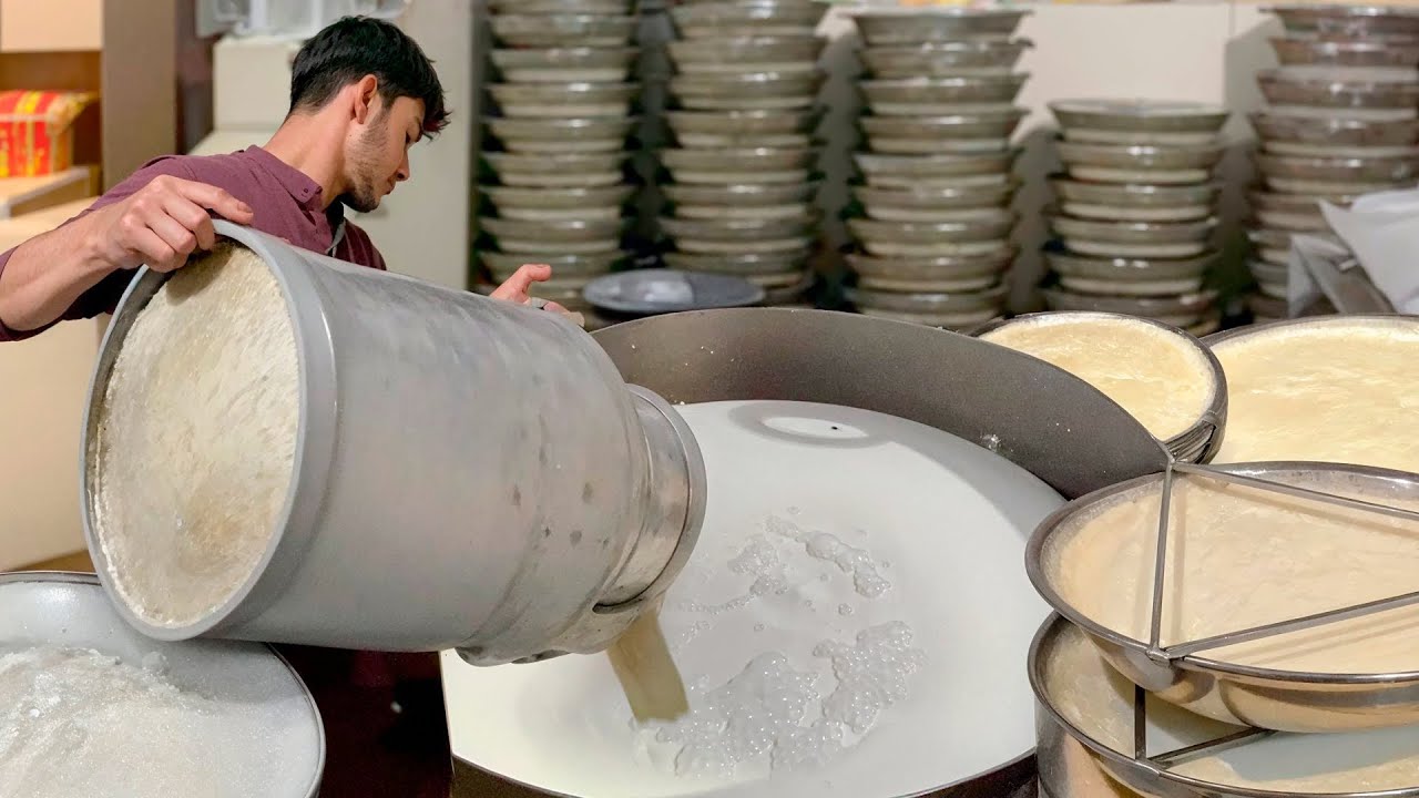 The process of making yogurt from milk l Street food sample - YouTube