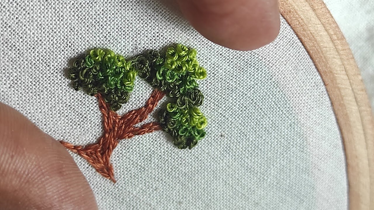 Tree Hand Embroidery tutorial for beginners using with back stitch and ...