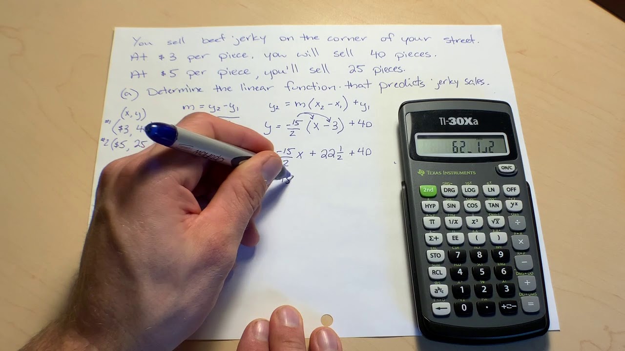 How to find the equation of a line - business question - YouTube