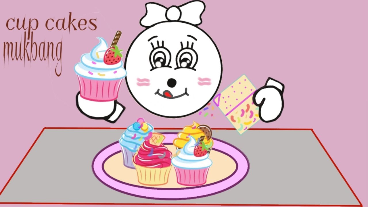 [Asmr] cup cakes Eating Animated mukbang 🍮 - YouTube