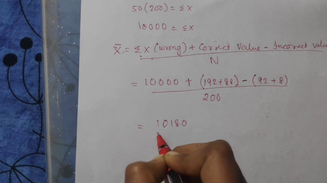 Part-6 Arithmetic Mean (Correcting Incorrect Value and Combine Mean ...