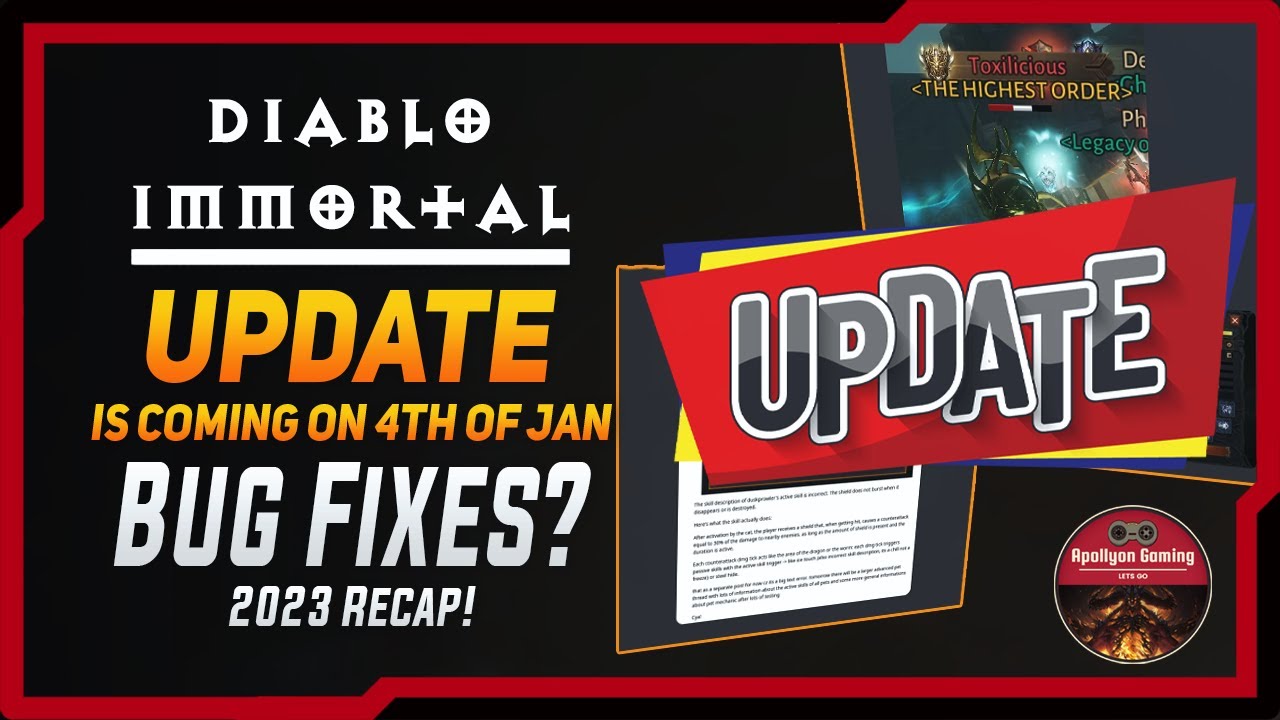 UPDATE - Is Coming On 4th of January - Bug Fixes? - Diablo Immortal ...