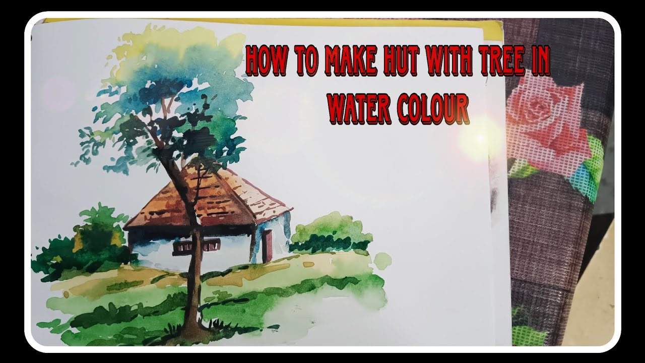 How to make Hut with the in water colour / for Bignners / step by step ...