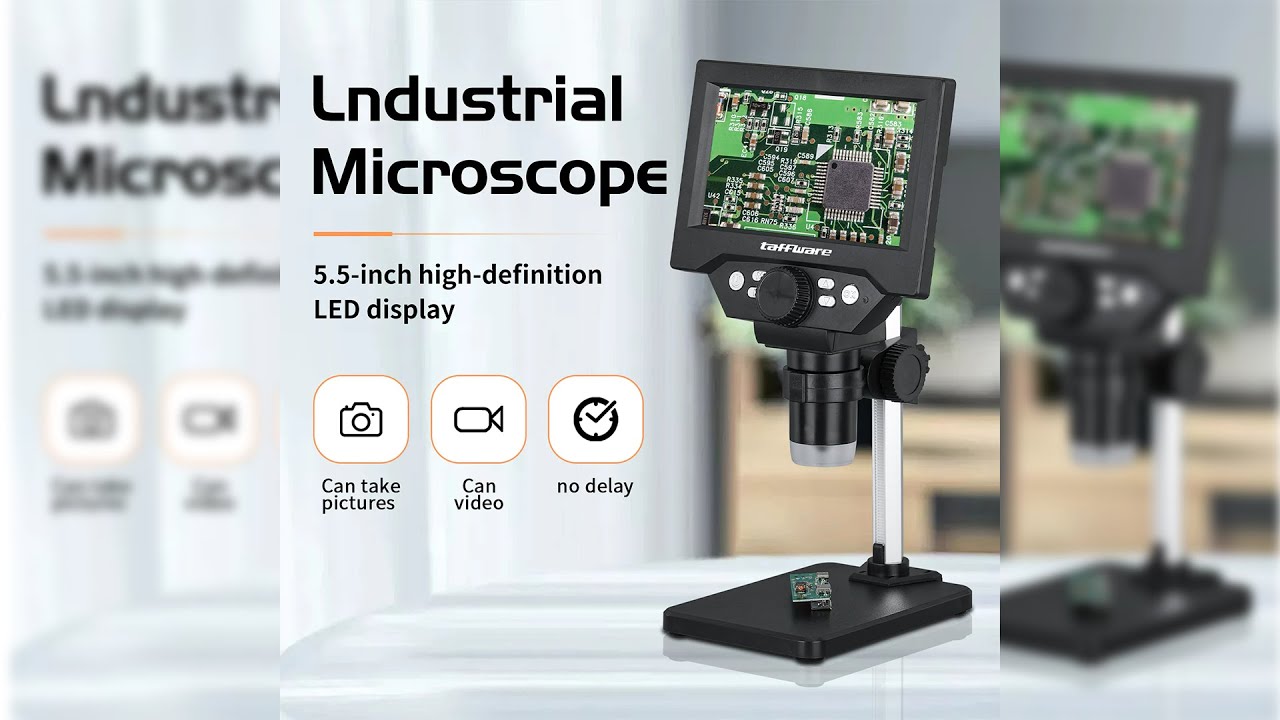Taffware Mikroskop Digital 10 MP Pembesaran 1000X 5.5 Inch LED Display ...
