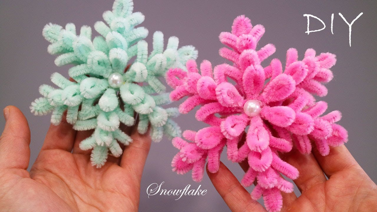 ️VERY BEAUTIFUL ️ FLUFFY SNOWFLAKE ️ made of pipe cleaner ️ DIY - YouTube
