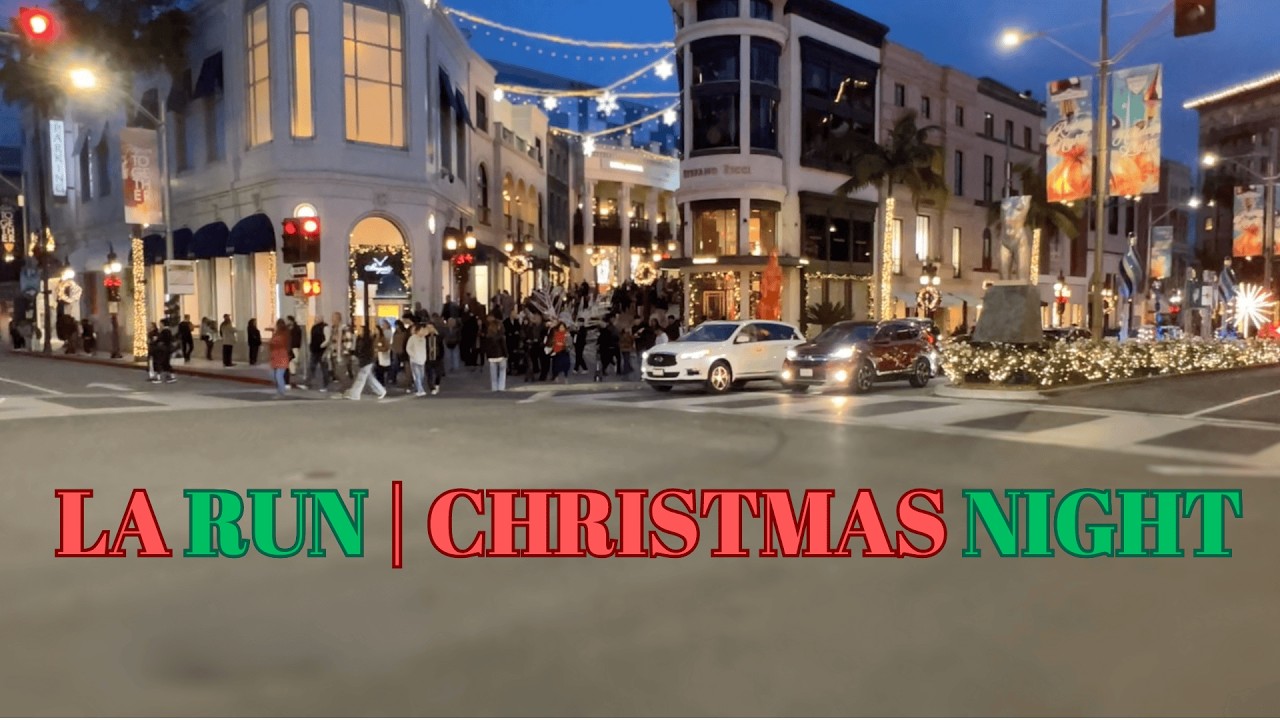 Christmas Night Run | Rodeo Drive | Virtual Run | City Ambience - YouTube