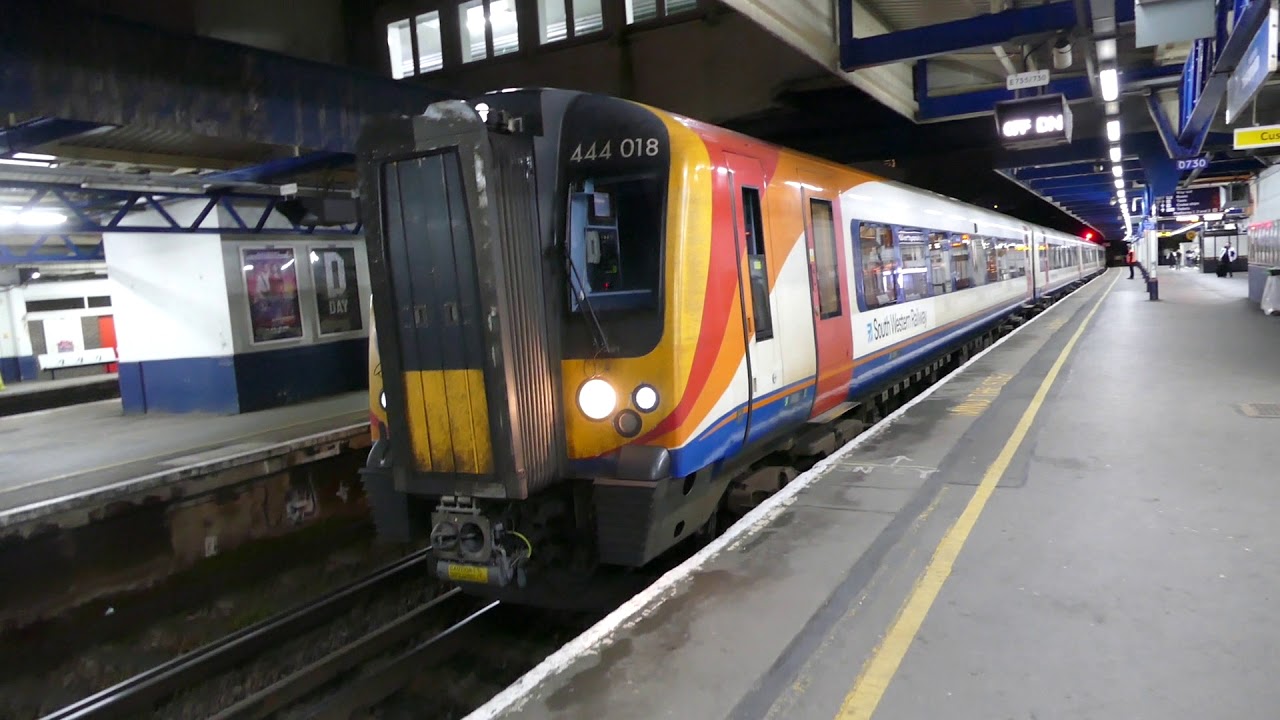 SWR 444 018 departs Southampton Central for Weymouth - YouTube