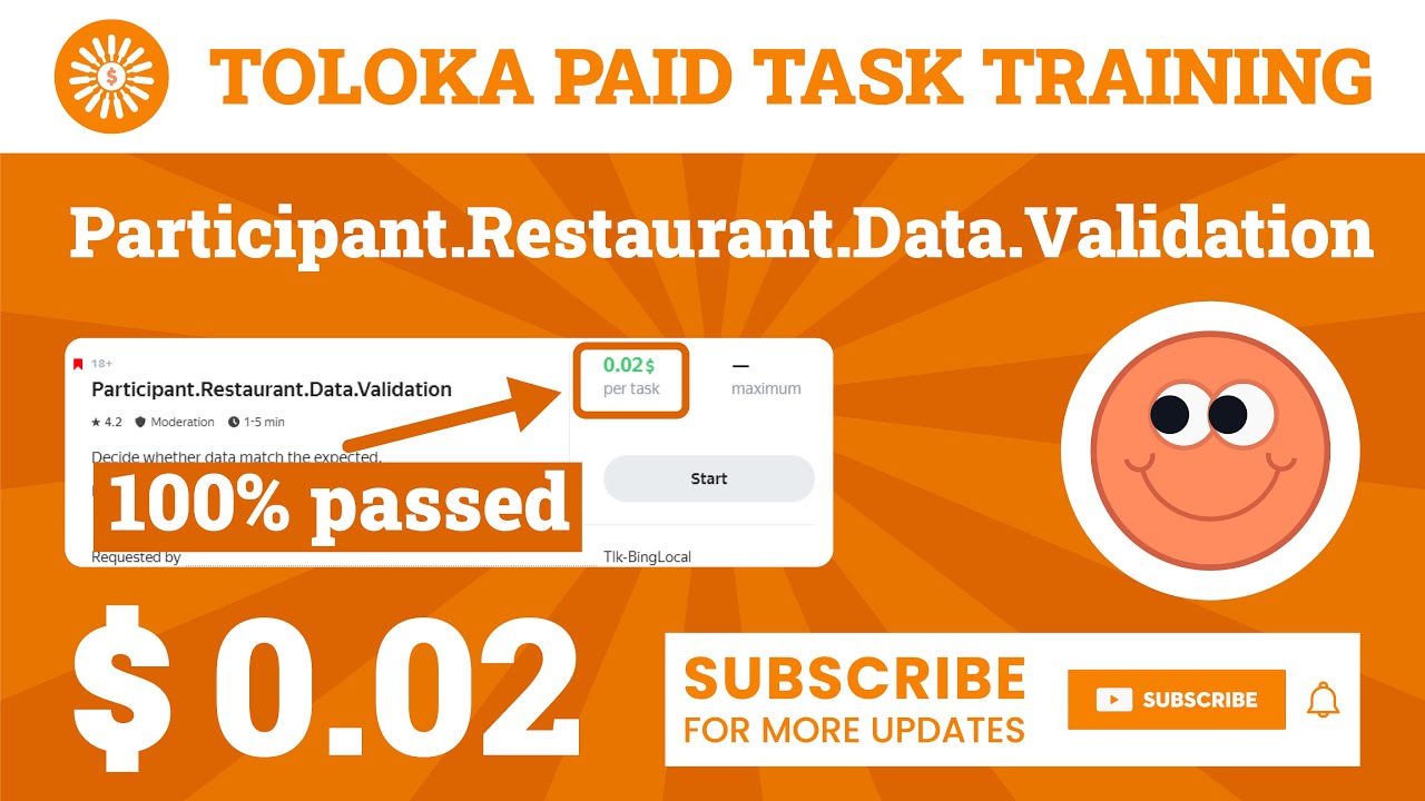 Participant.Restaurant.Data.Validation Training Toloka. 0.02$ Per Task ...