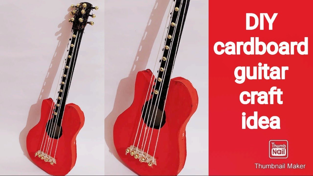 DIY how to make mini guitar with waste cardboard / easy craft idea ...
