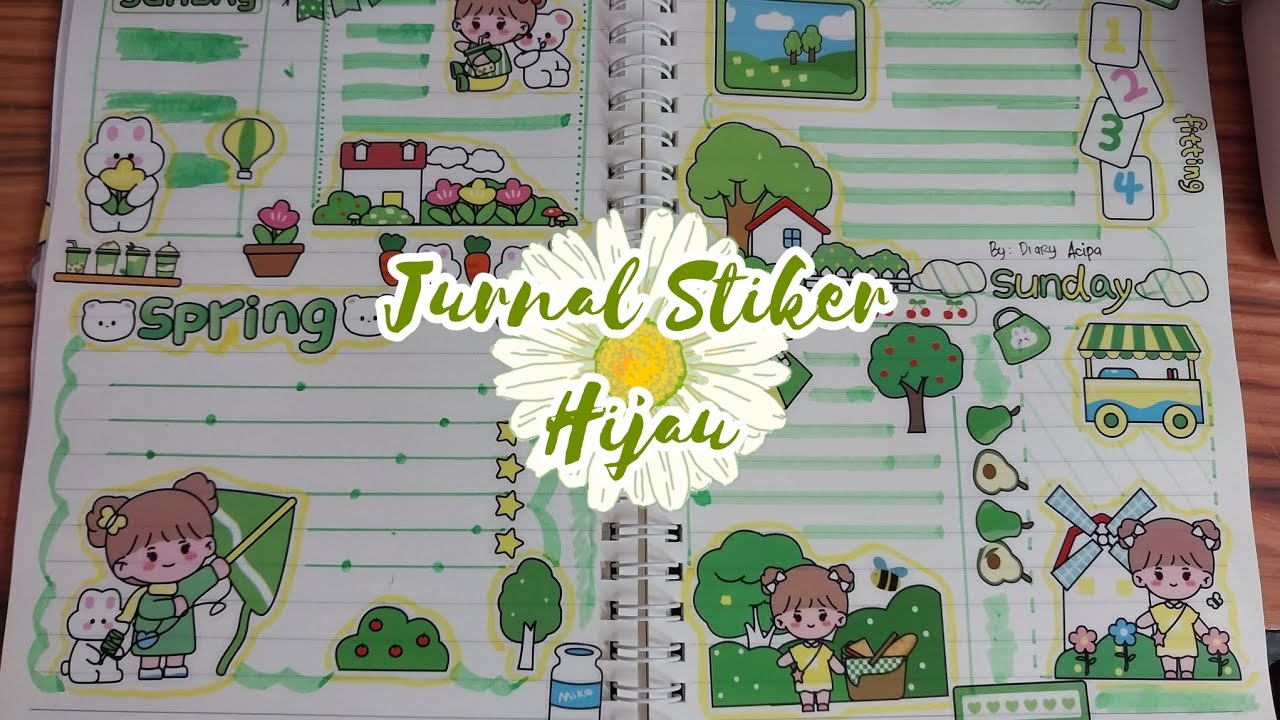 DEKORASI JURNAL STIKER SERBA HIJAU | STIKER LUCU | JURNAL STIKER ...