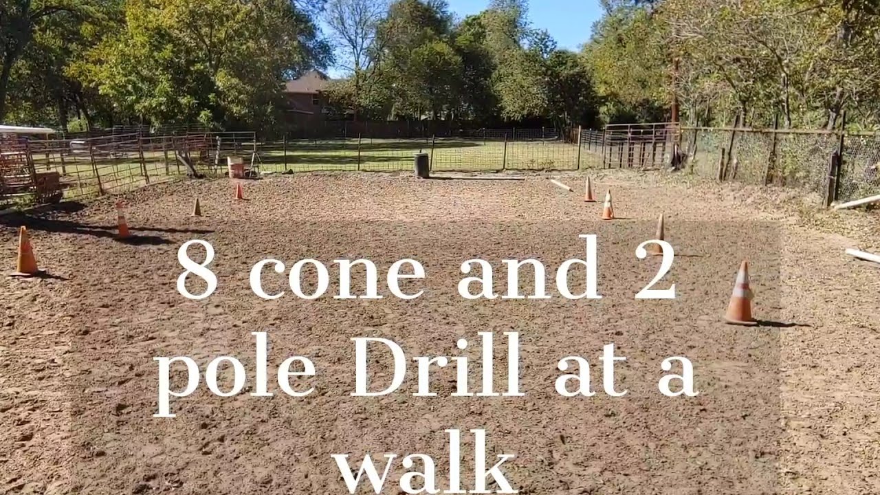 Beginner Riding Pattern with 8 cones and 2 Poles at a walk - Outside ...