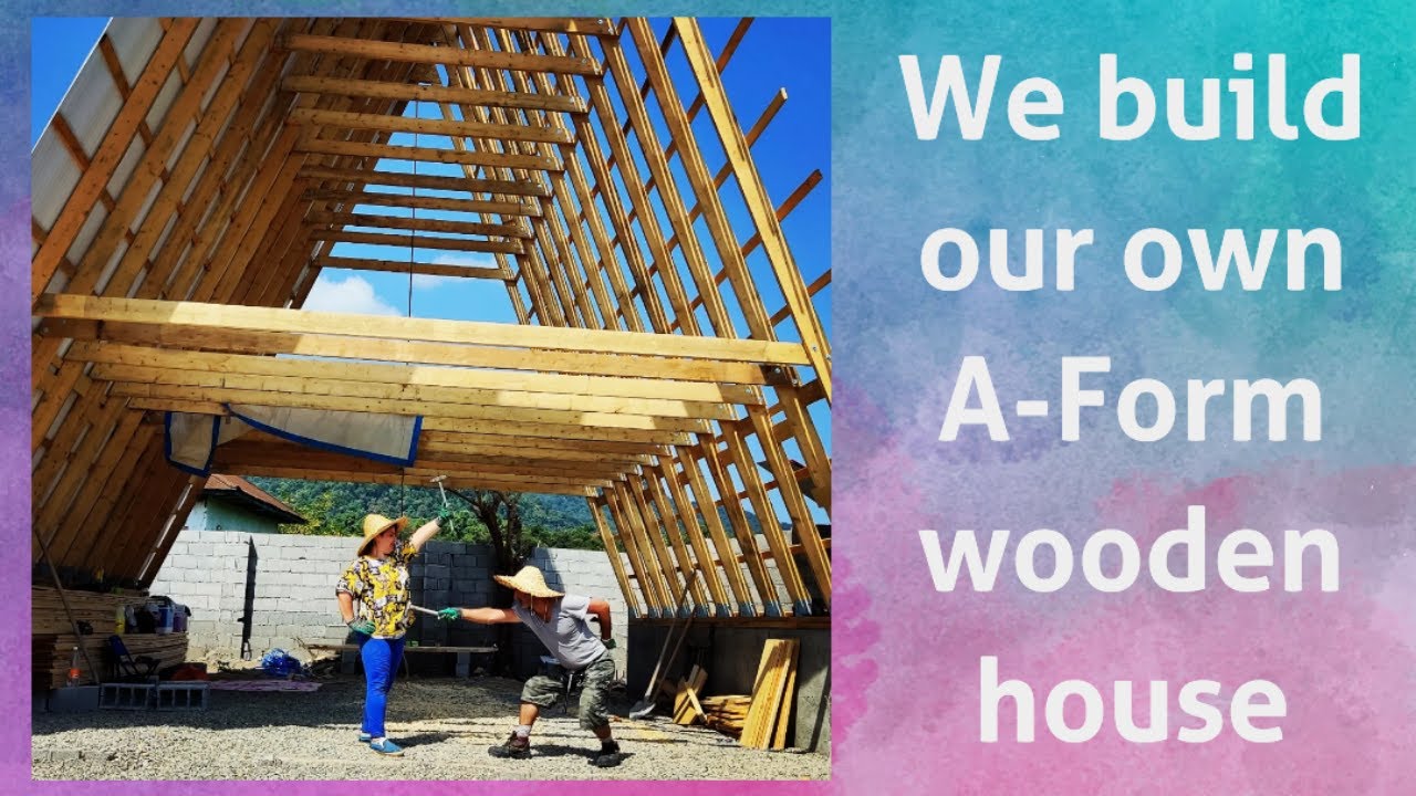 Making our own wooden A-form house - cutting and measuring timbers for ...