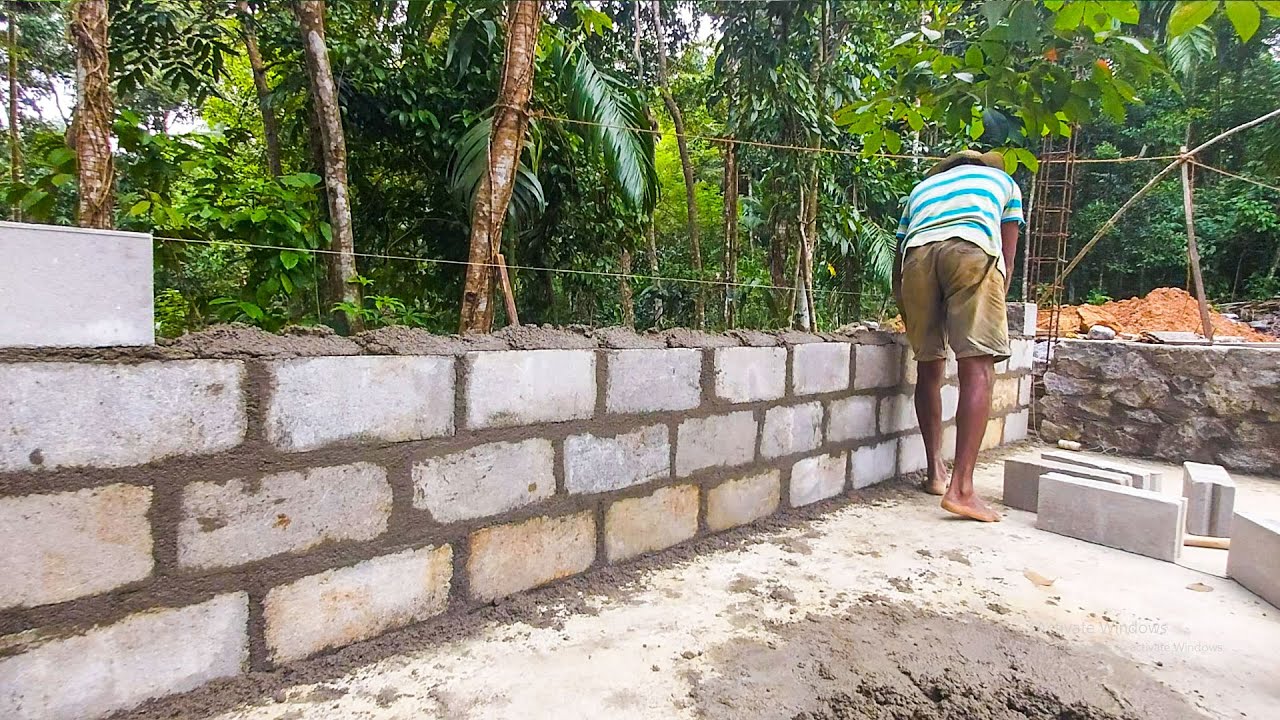 Building Walls of a House Using Cement Blocks - YouTube