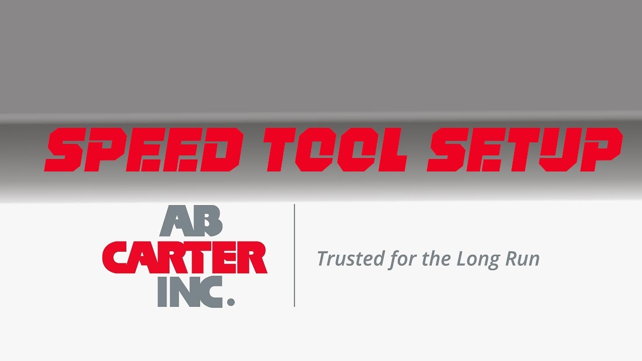 Speed Tool Setup - A.B. Carter - YouTube