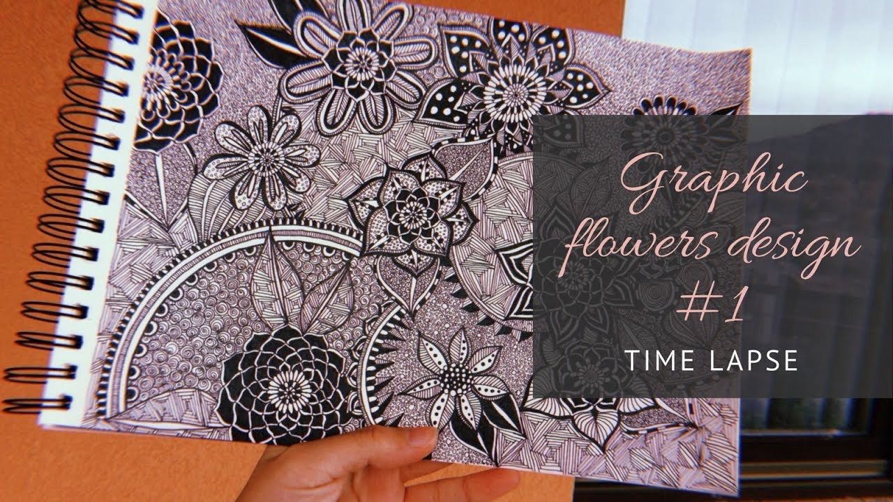 Drawing Time Lapse | Graphic Flowers Design #1 - YouTube