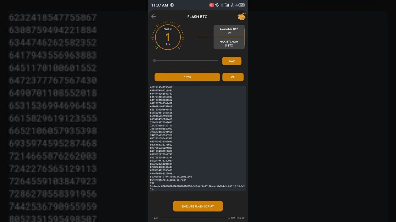 flash BTC software for Android with proof - YouTube