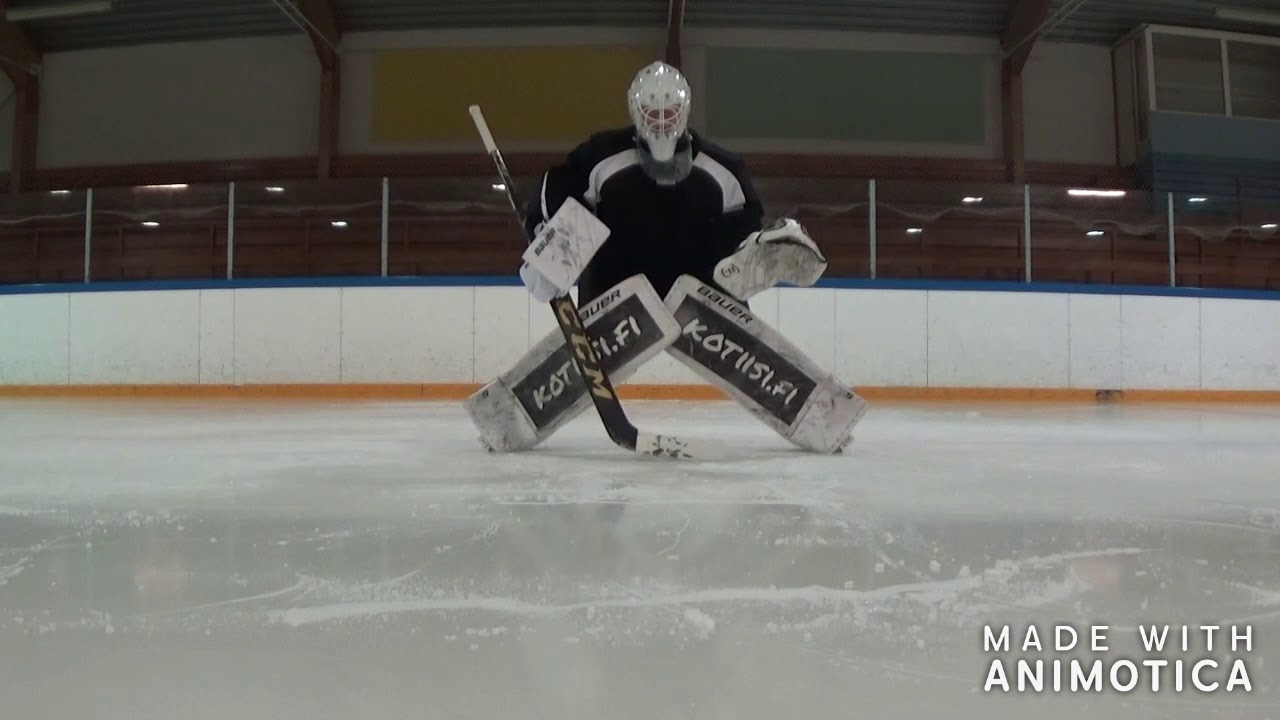 Ice hockey goalie practice - YouTube