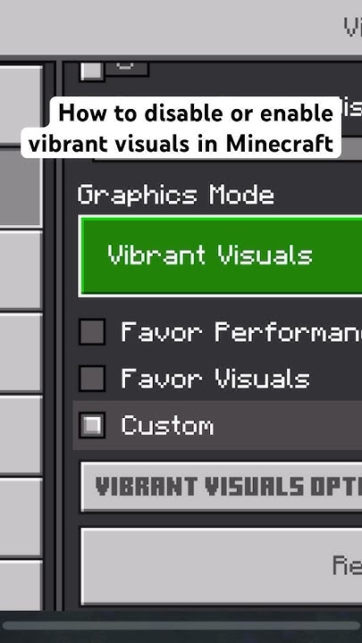 How to disable or enable vibrant visuals in Minecraft! #gaming #music # ...