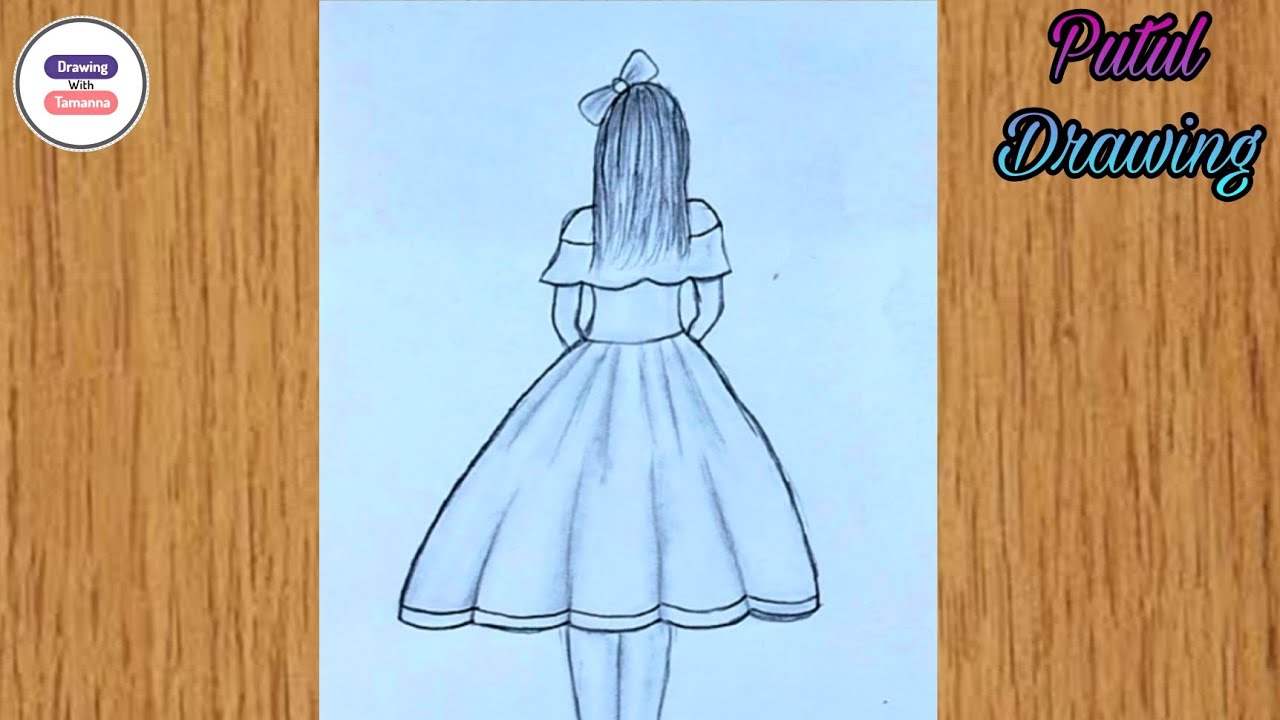 Girl from backside drawing || Easy drawings step by step || How to draw ...