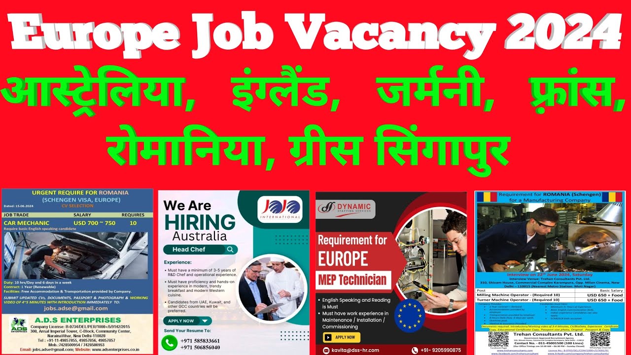 Europe Jobs Vacancy 2024 | Australia Work Permit | Germany Work Visa ...