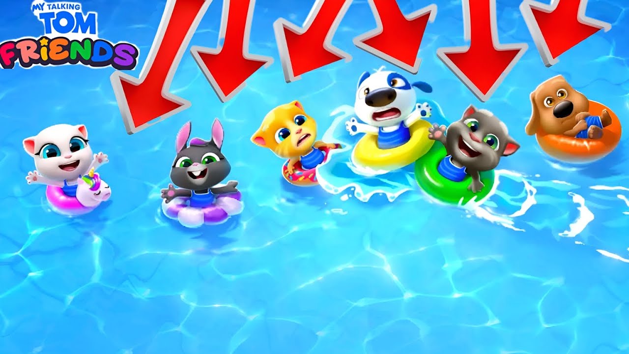 😂🌊😺 My Talking Tom Friends ( happy pool float ) Gameplay ¿ Best Funny ...