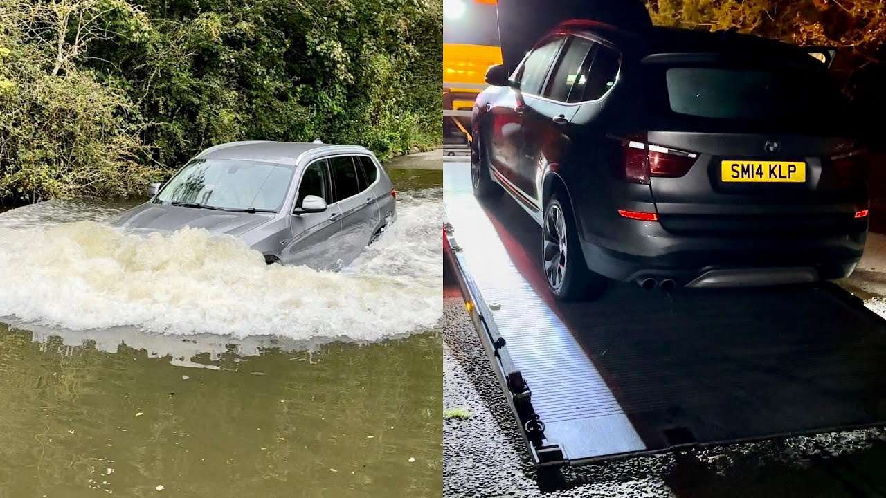 BMW driver sends it into over 1/2 a meter of FLOOD water!! | watery ...