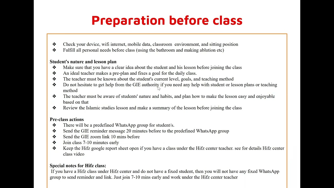 Preparation before Class - YouTube