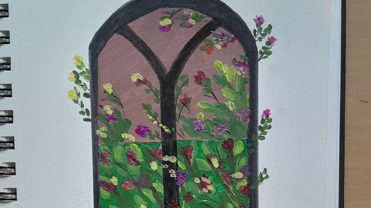 Painting a Floral Window Decoration |Flower in Window Simple Painting ...