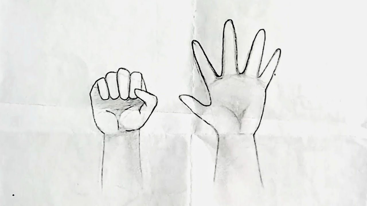 How to draw hand | Open and close hand drawing tutorial | Step-by-step ...