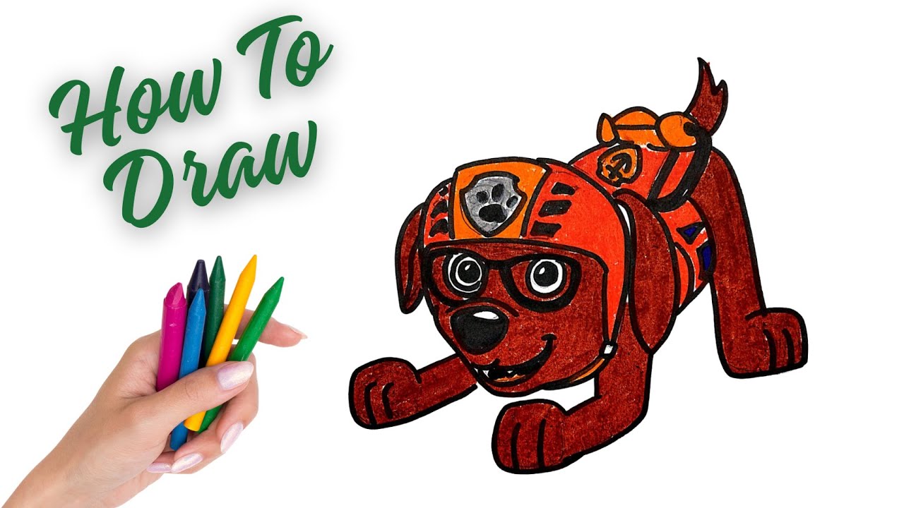 How to draw Zuma | Paw Patrol Mighty Movie | Easy drawing - YouTube