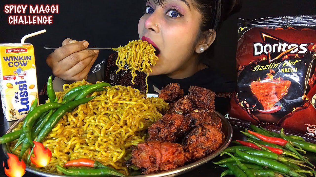 MAGGI ASMR BIG BITES | MAGGI EATING ASMR | SPICY MAGGI CHALLENGE ...