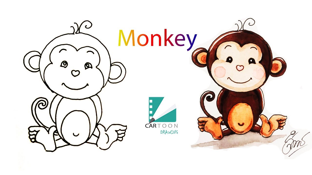 Cartoon Drawing - How to Draw a Monkey - YouTube