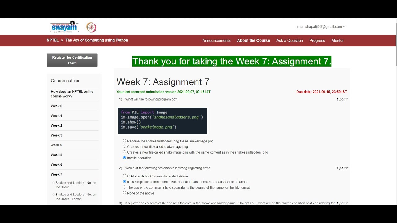 The Joy of Computing using Python | NPTEL | Week 7 | assignment ...