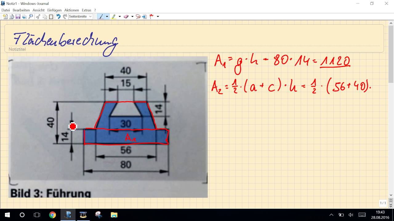 Flächenberechnung Querschnittsfläche einer Führungsschiene - YouTube