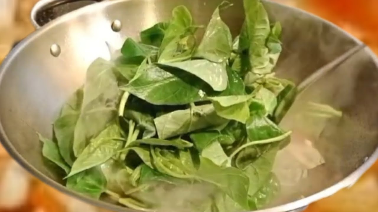 oseng daun telo rambat campur daging kambing || ternyata enak banget ...