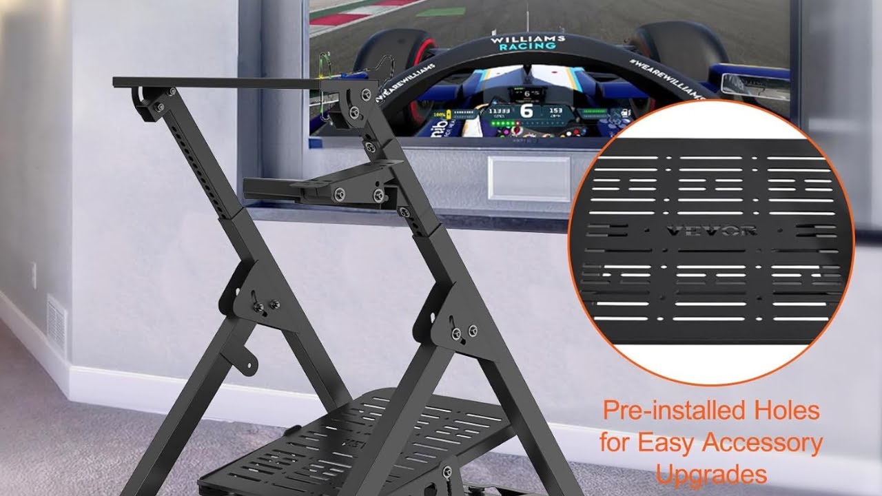 VEVOR Foldable Racing Steering Wheel Stand, Height Adjustable Universal ...