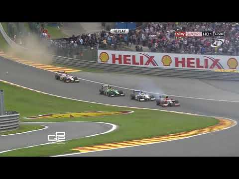 2013 GP2 Spa Race 1 - Daniel de Jong High Speed Crash (Natural Sound)