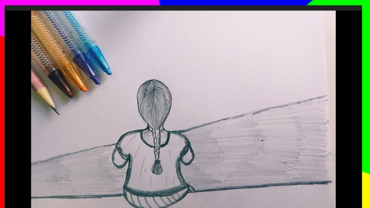 A girl sitting alone drawing for beginers.. 😍😍👍 - YouTube