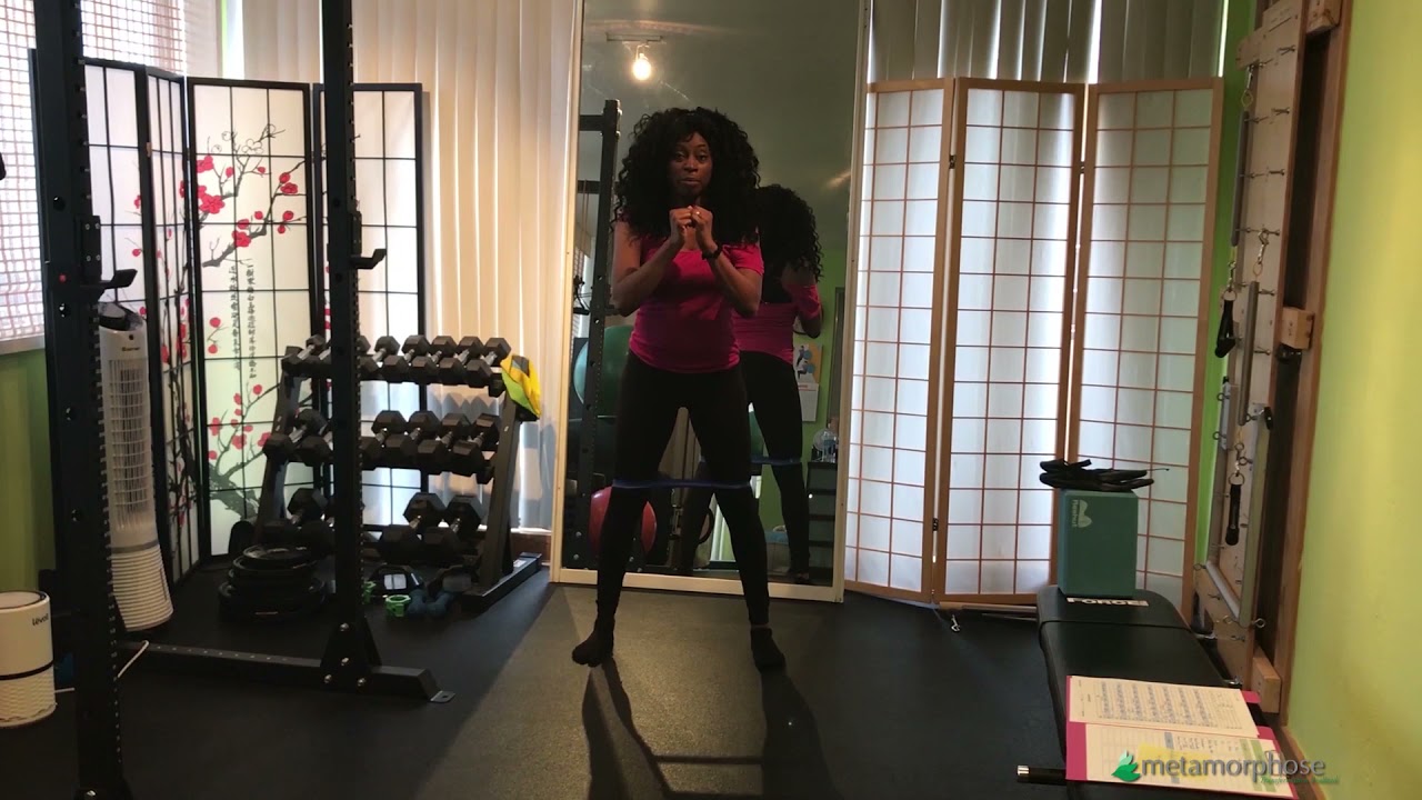 Squat with Alternating Step out and Band - YouTube