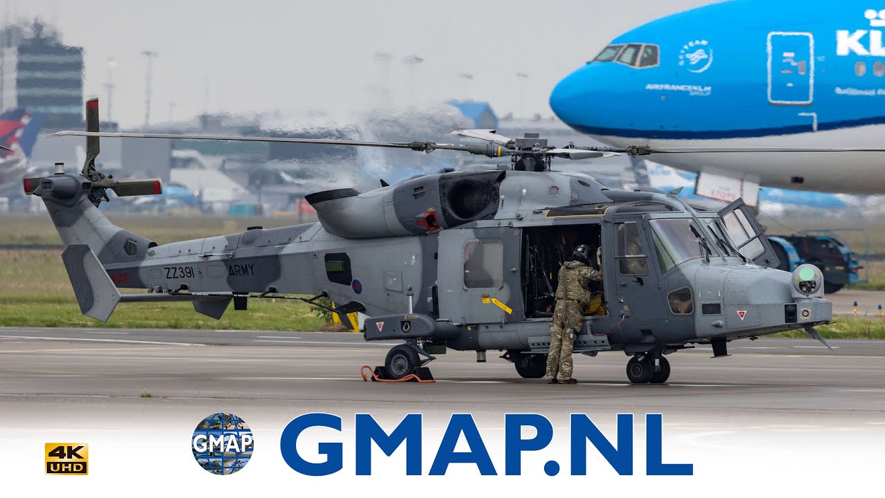 Army Air Corps Wildcat helicopters startup and depart Schiphol airport ...