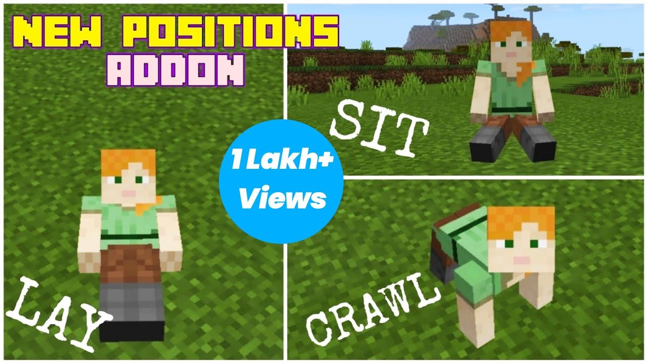 New Positions | Sit Lay Crawl Addon For Minecraft PE | - YouTube